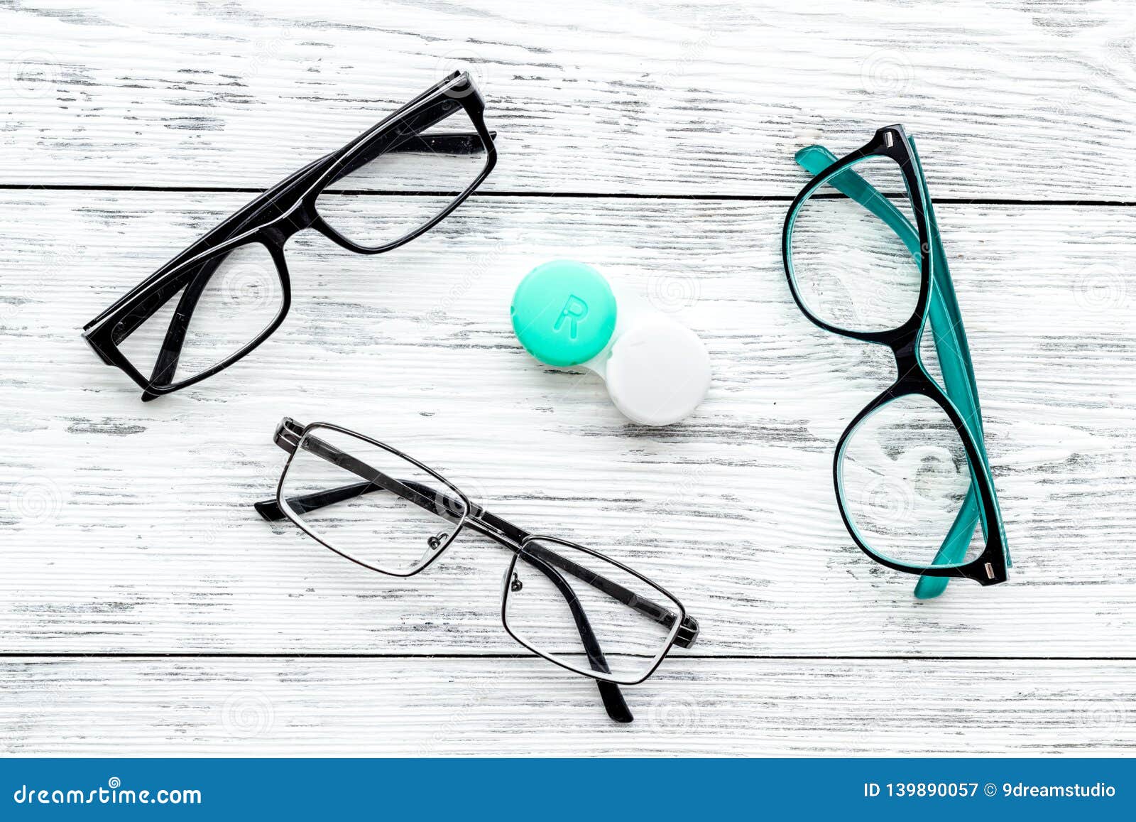 Eye Problems. Glasses with Transparent Lenses and Contact Lenses on ...