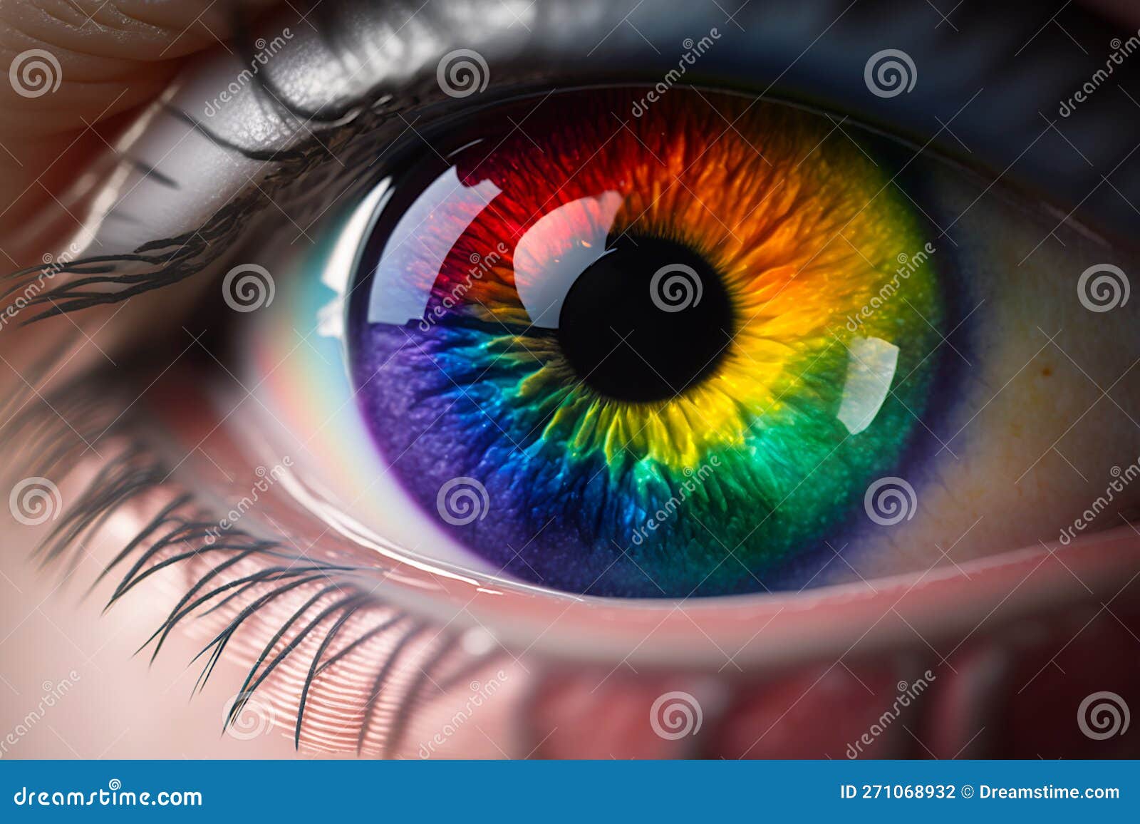 An eye with a rainbow iris stock illustration. Illustration of optical ...