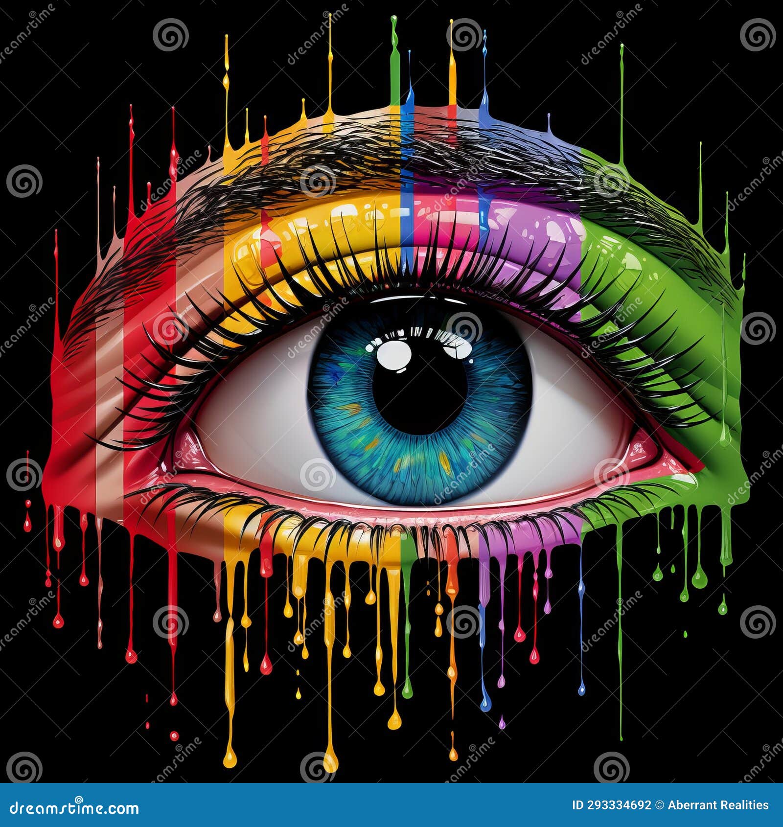 An Eye with Rainbow Paint Dripping Down it Stock Illustration ...