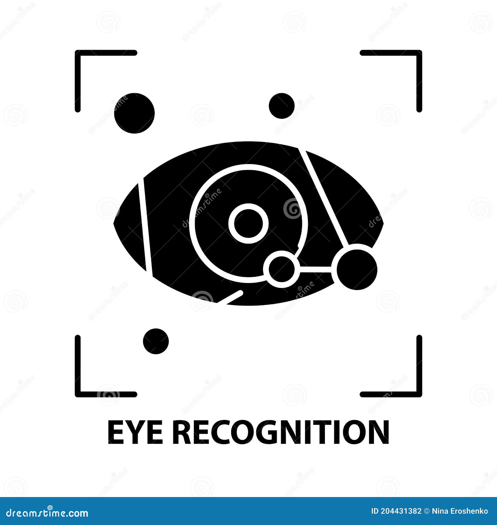 Eye Recognition Icon, Black Vector Sign with Editable Strokes, Concept ...