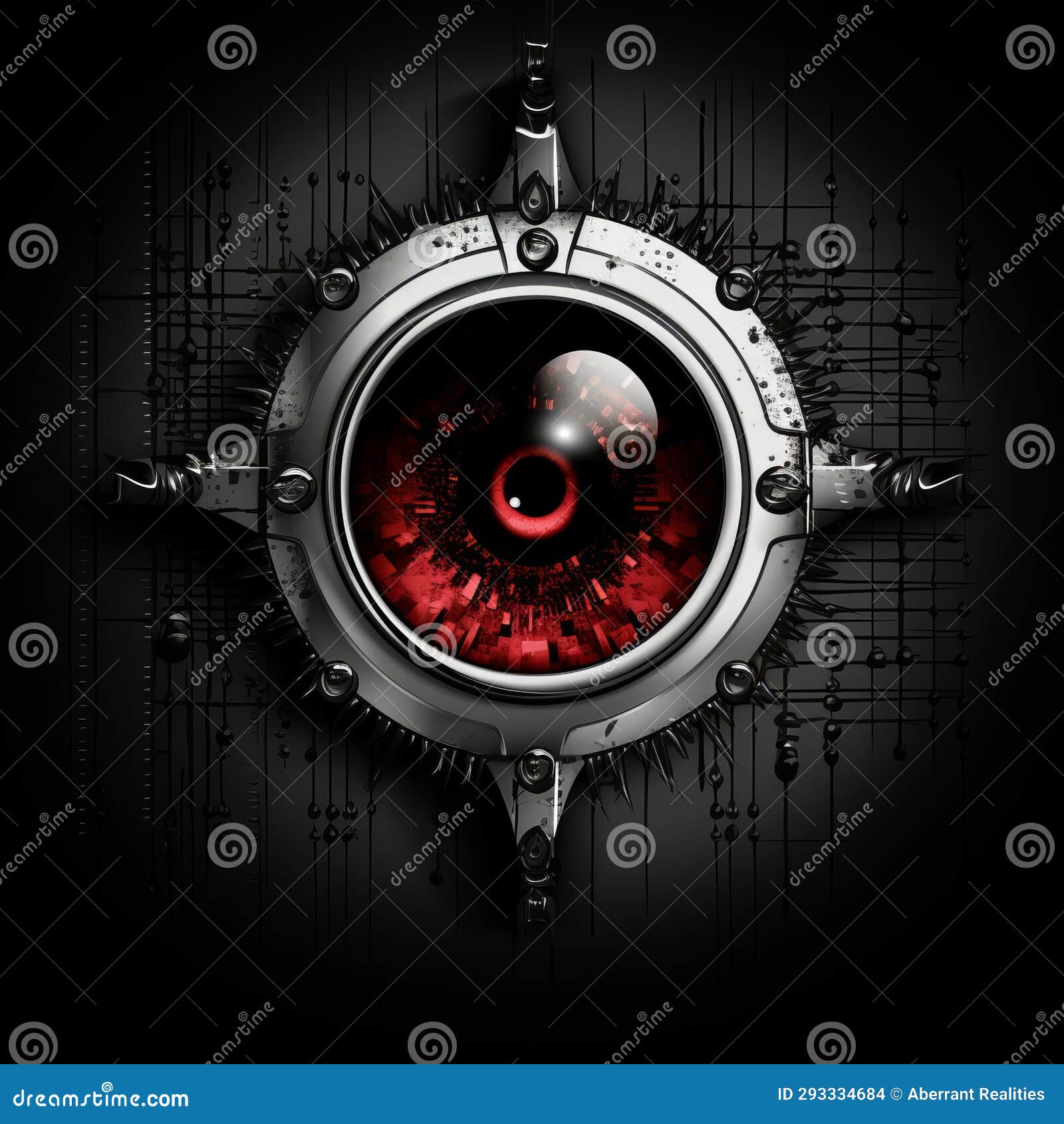An Eye with a Red Eye on a Black Background Stock Illustration ...