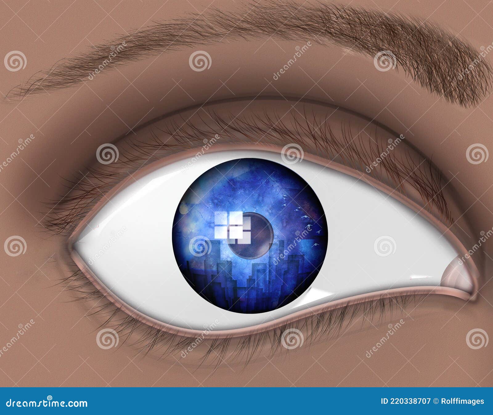 Eye Reflection. 3D Rendering Stock Illustration - Illustration of stare ...