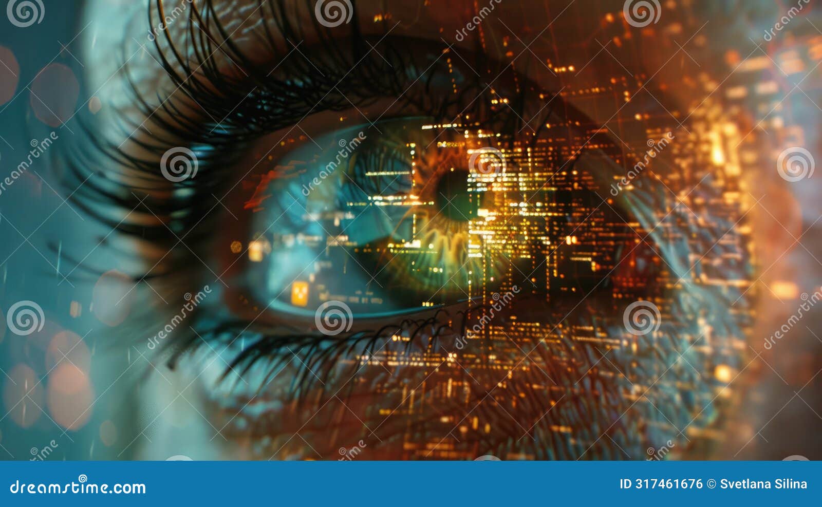 Eye Reflection Showing a Detailed Big Data Visualization Map for ...