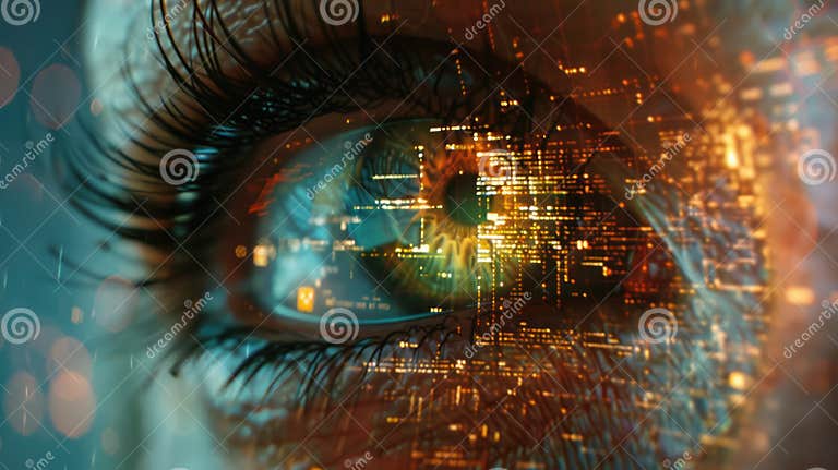 Eye Reflection Showing a Detailed Big Data Visualization Map for ...