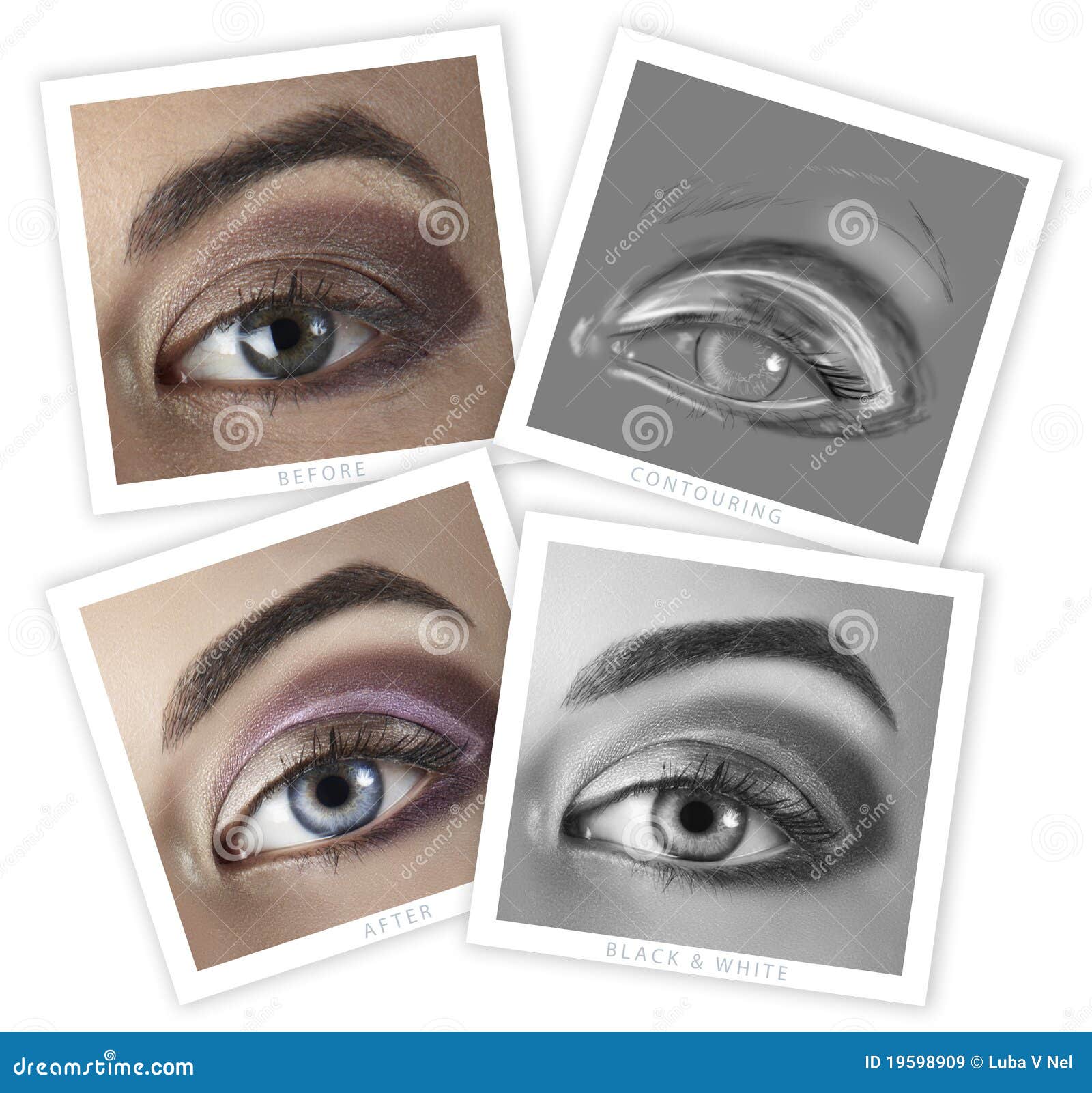 Eye Retouching before and after Stock Illustration - Illustration of ...