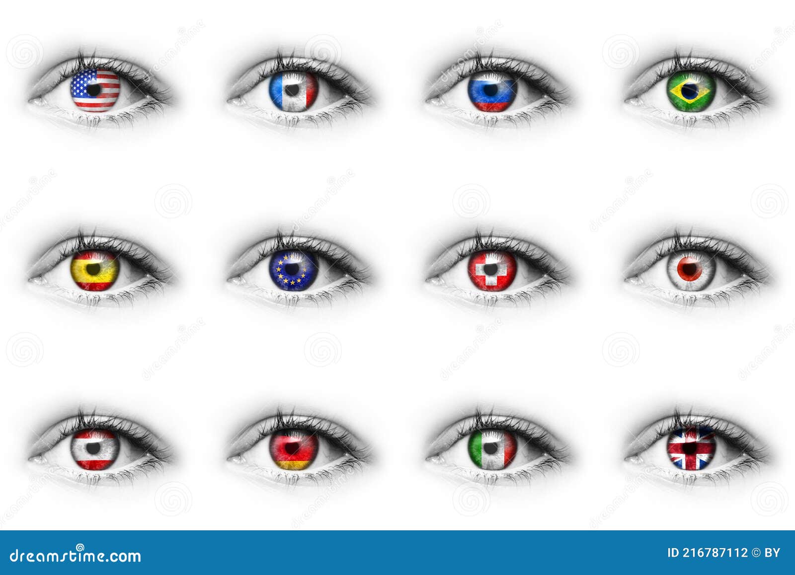 Eye with Reverse National Flags Stock Photo - Image of exempted, human ...