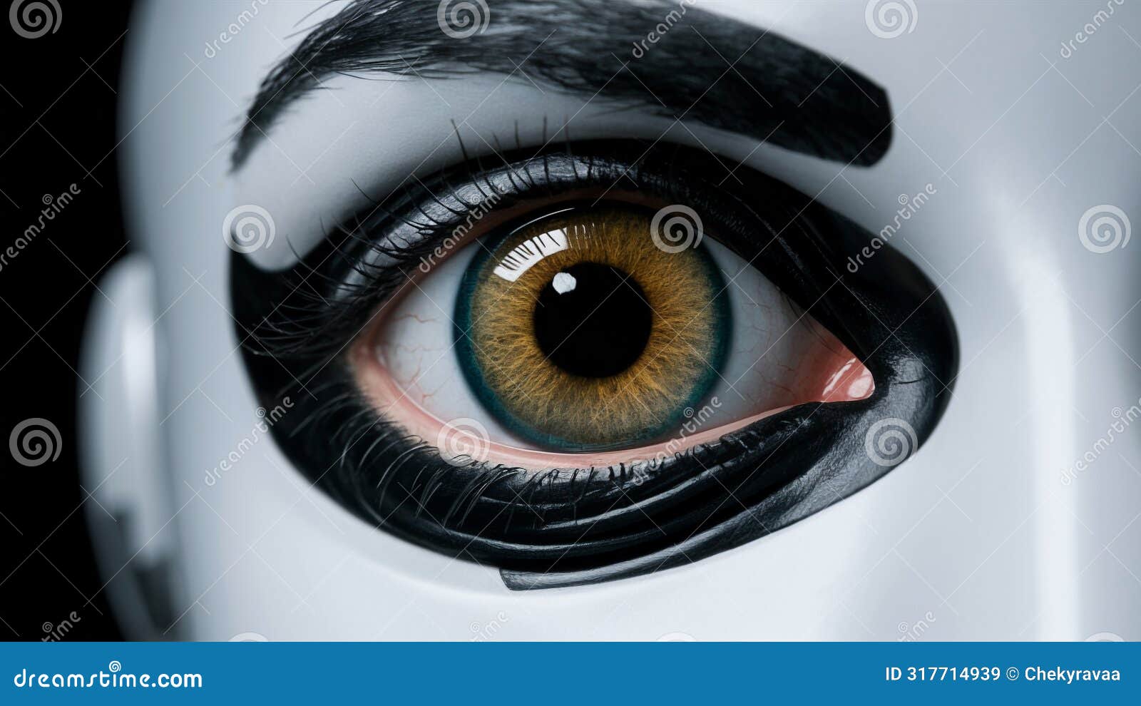 Eye of the Robot, Close Up. Artificial Intelligence Stock Illustration ...