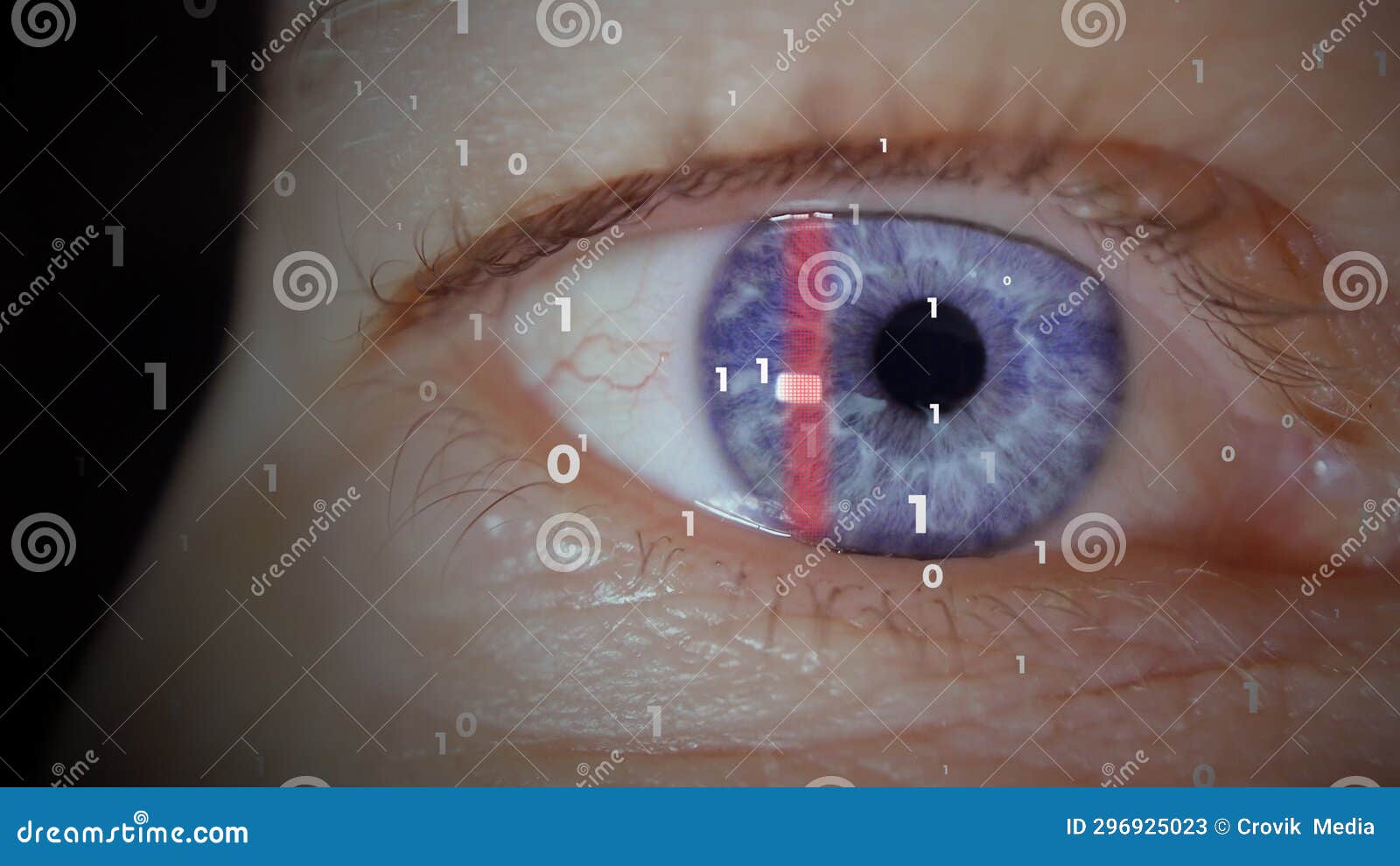 Eye Scan for Biometrics As Digital ID, Animation of Binary Code Stock ...