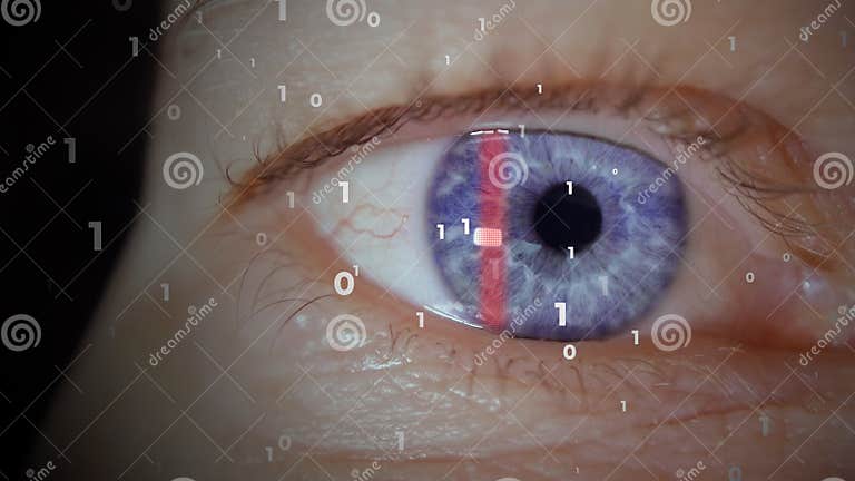 Eye Scan for Biometrics As Digital ID, Animation of Binary Code Stock Image - Image of business ...