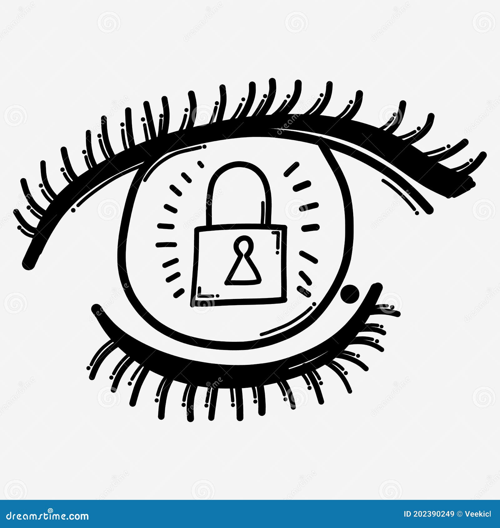 Eye Scan Secure Doodle Vector Icon. Drawing Sketch Illustration Hand ...