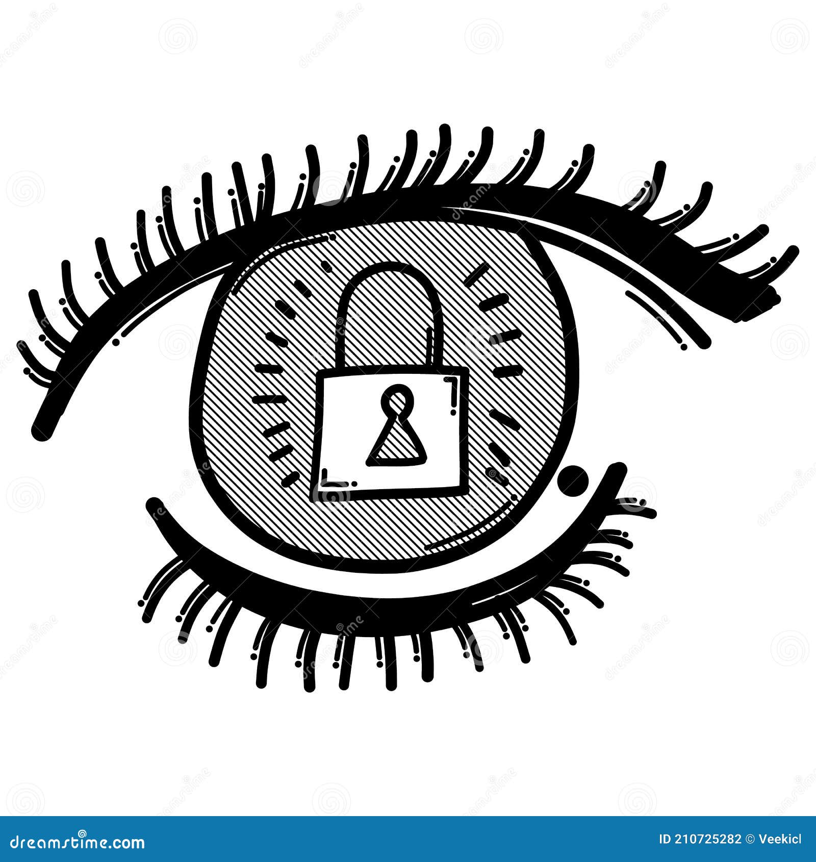 Eye Scan Secure Doodle Vector Icon. Drawing Sketch Illustration Hand ...