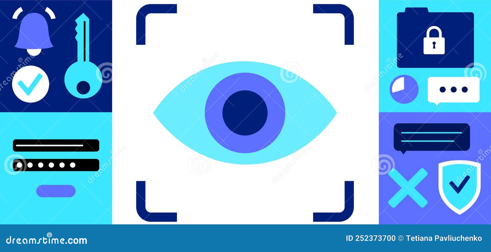 Eye scan technology stock vector. Illustration of eyeball - 252373700