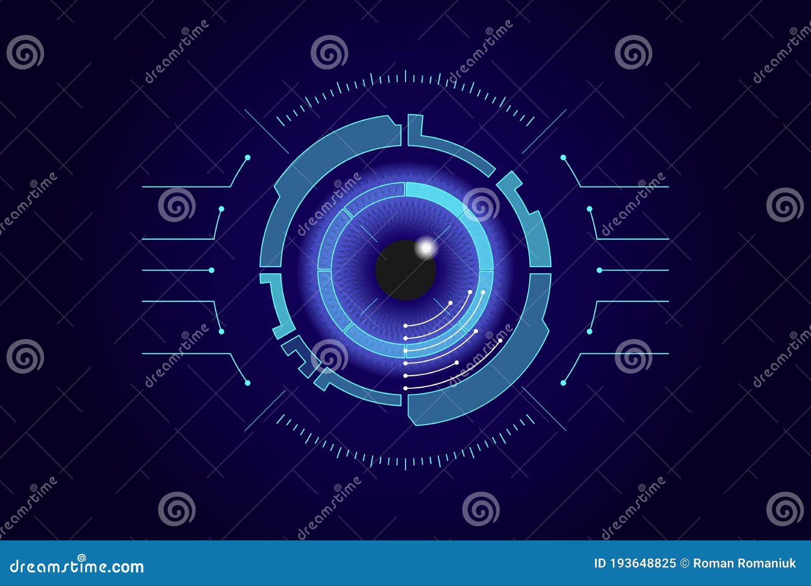 Eye Scanner Interface. HUD Style Hologram Scanning a Blue Eye Stock ...