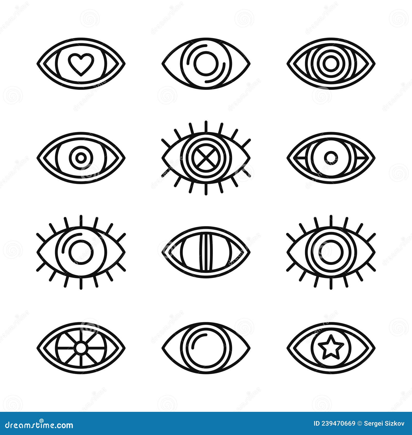 Simple Eye Set on White Background. Vector Stock Vector - Illustration ...
