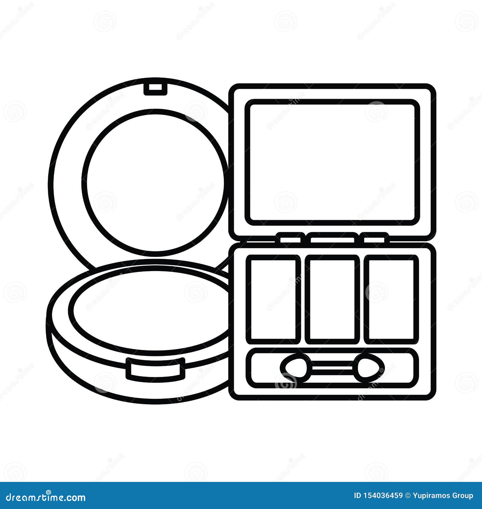 Eye Shadows with Blush and Mirror Make Up Drawing Stock Vector ...