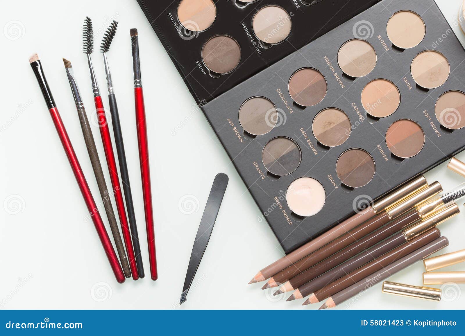 Eye Shadows of Different Colors and Make-up Stock Image - Image of ...