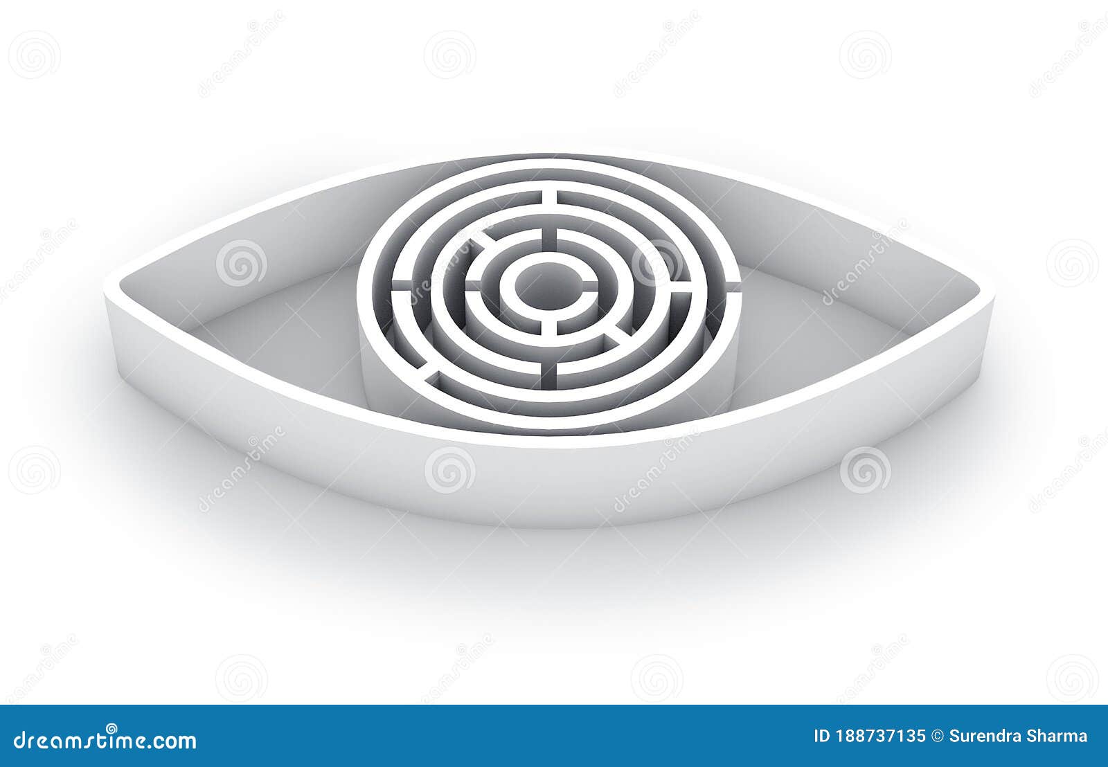 Eye in Shape of 3d Maze or Labyrinth. Concept of Eye. 3D Rendering ...