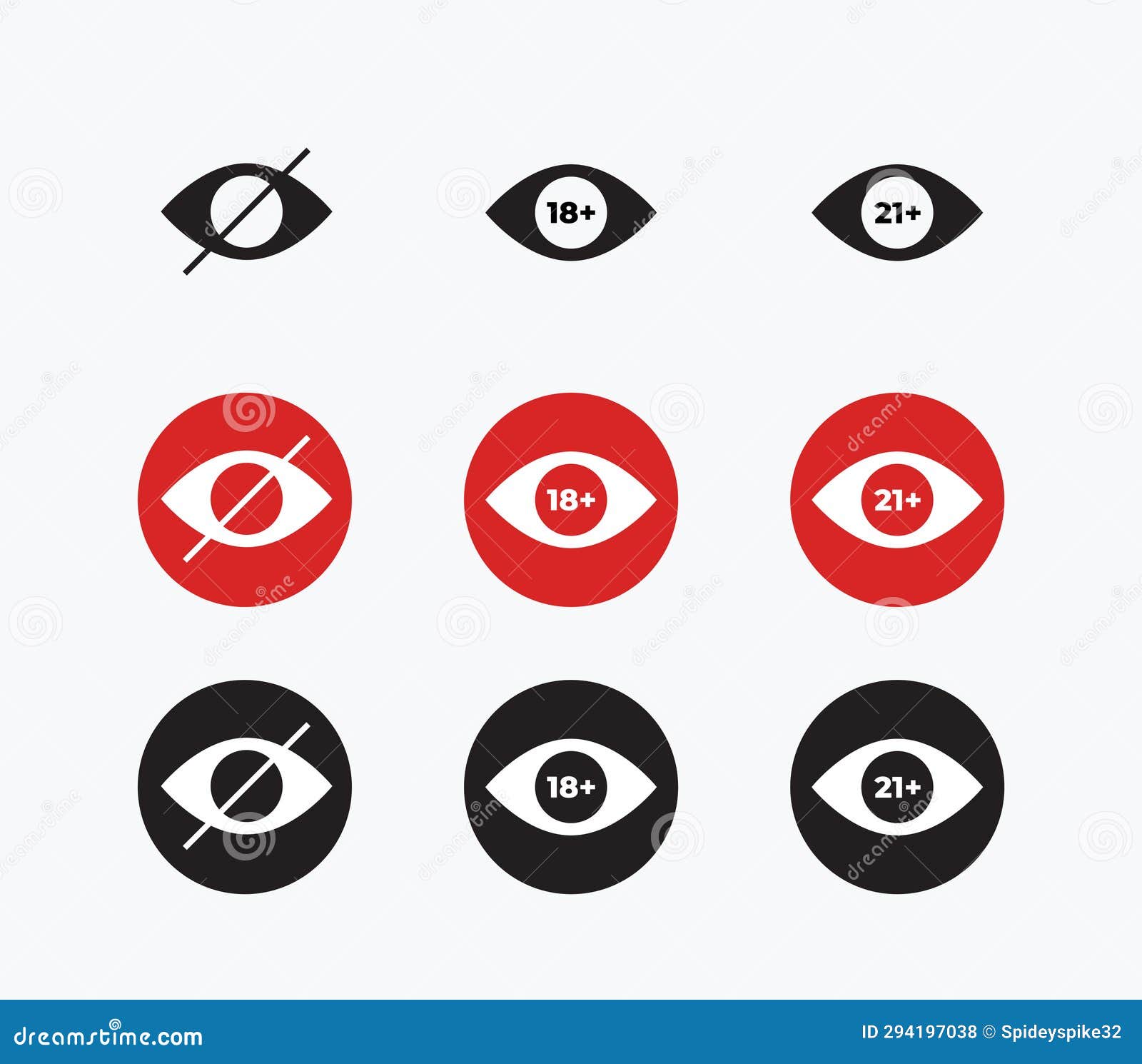 The Eye Sign of Hidden Sign, for 18 and 21 Plus. Isolated Vector ...