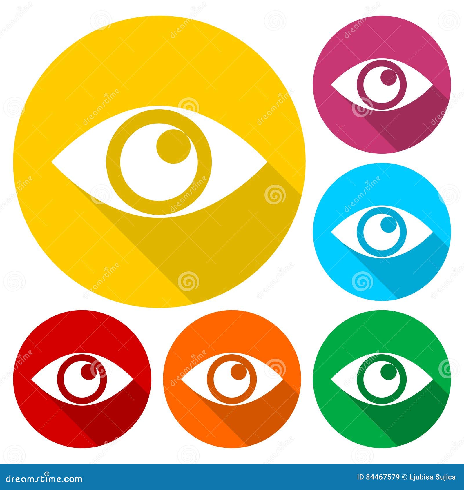 Eye Sign Icons Set with Long Shadow Stock Vector - Illustration of ...