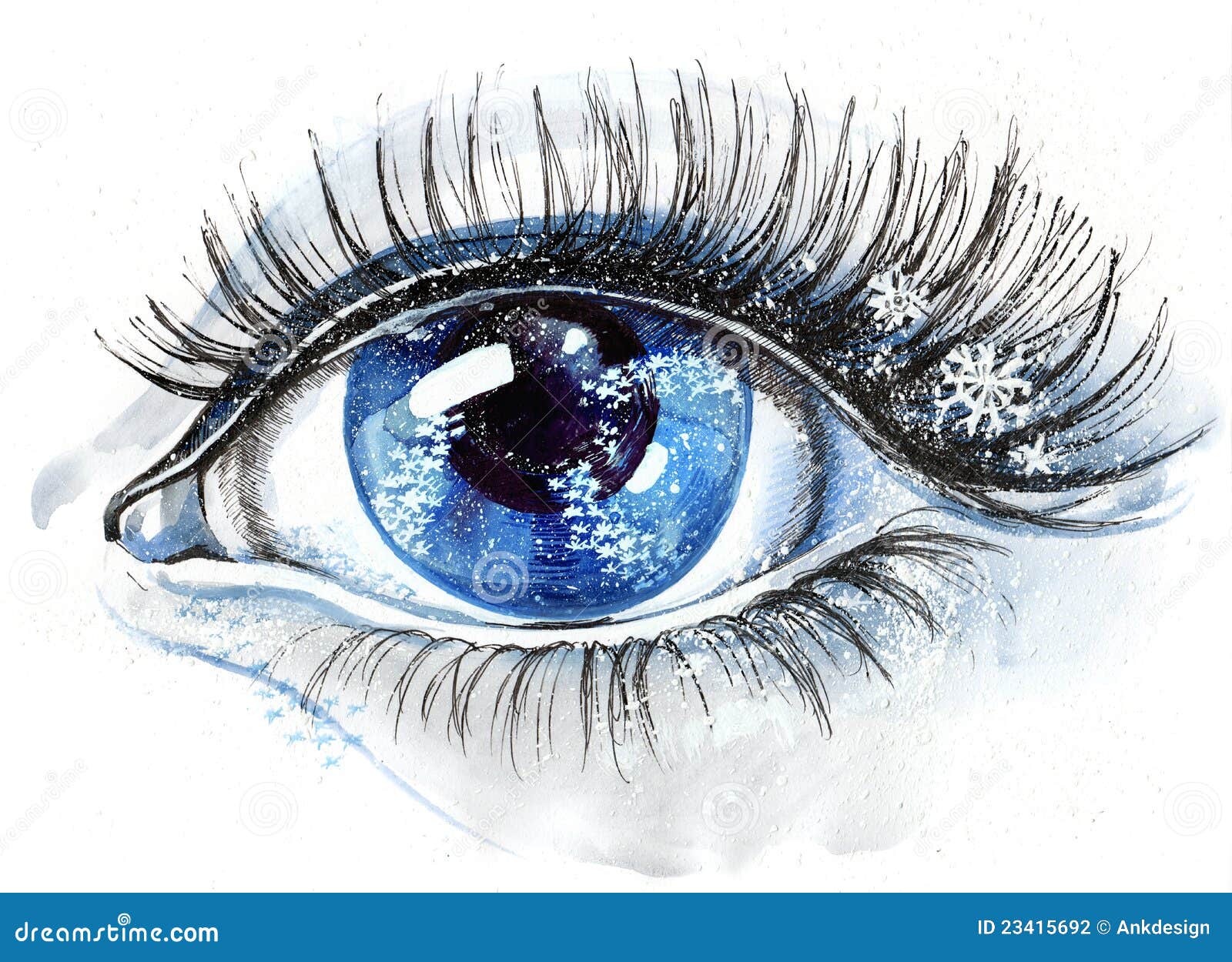 Eye with snowflakes stock illustration. Illustration of frozen - 23415692