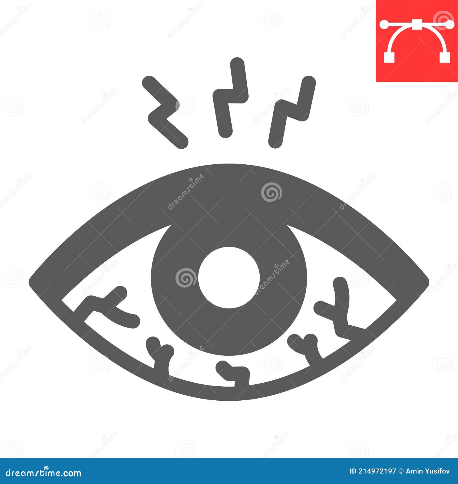 Eye Sore Glyph Icon, Disease and Allergy, Eye Redness Vector Icon ...
