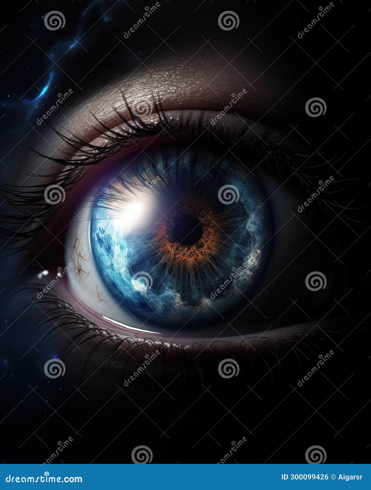 An eye with space stock illustration. Illustration of space - 300099426