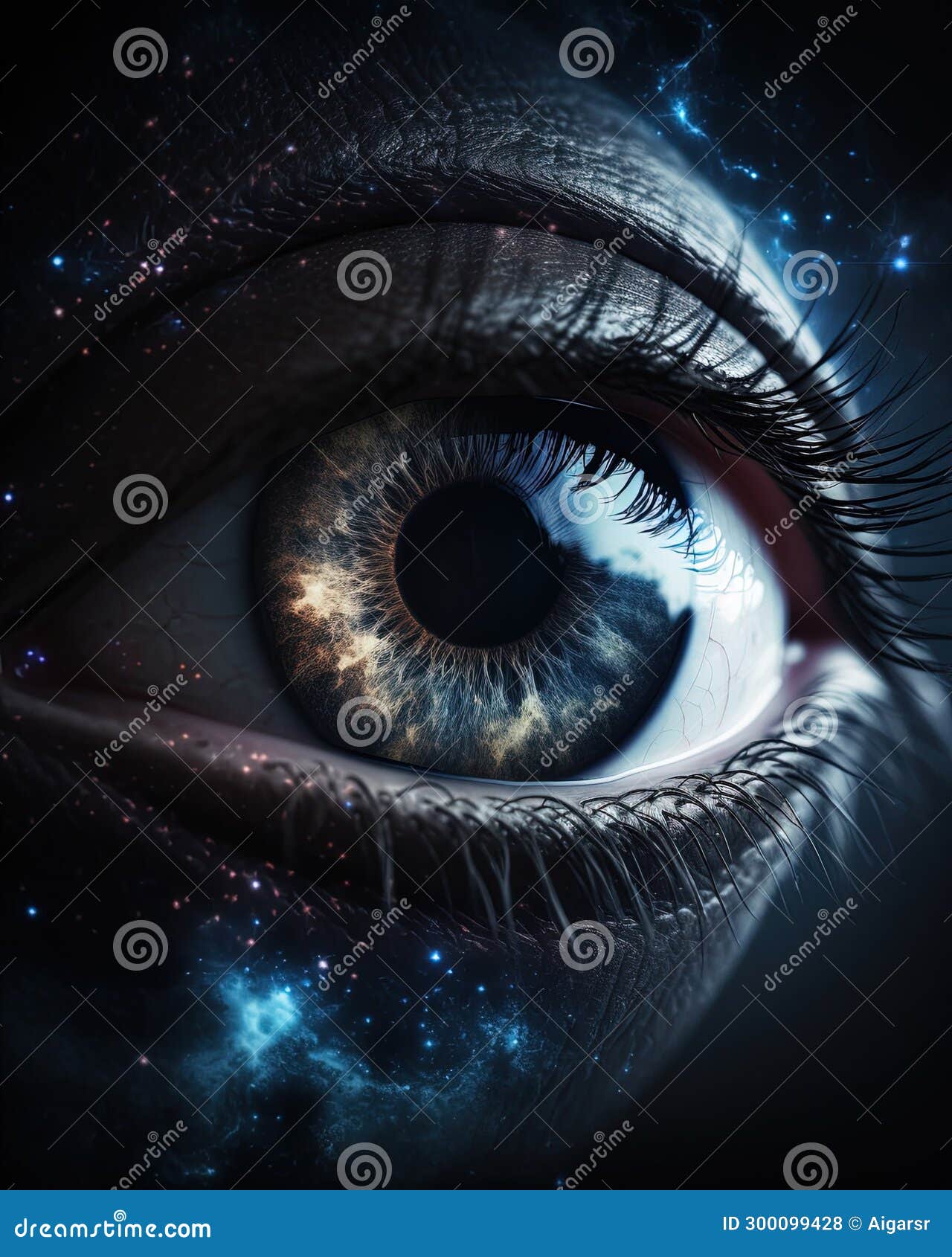 An eye with space inside stock illustration. Illustration of fiction ...