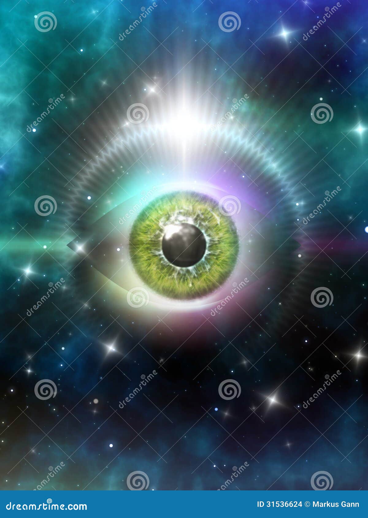 Eye in space stock illustration. Illustration of blue - 31536624