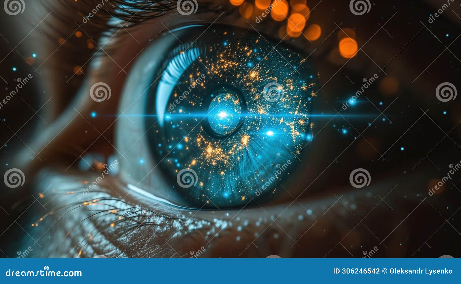 Eye with Space Reflection Macro Stock Illustration - Illustration of ...