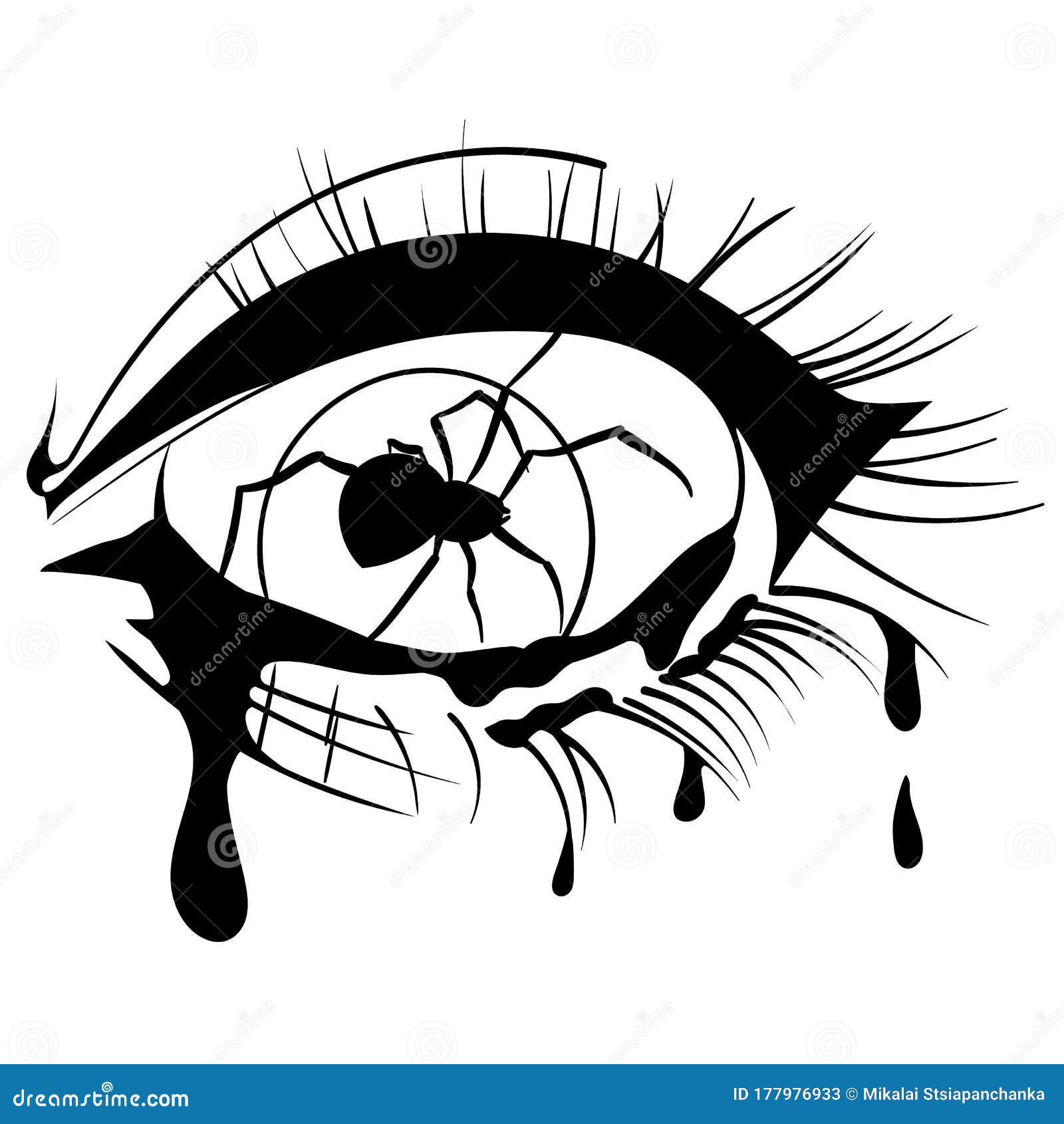Eye with Spider Vector Illustration. Stock Vector - Illustration of ...