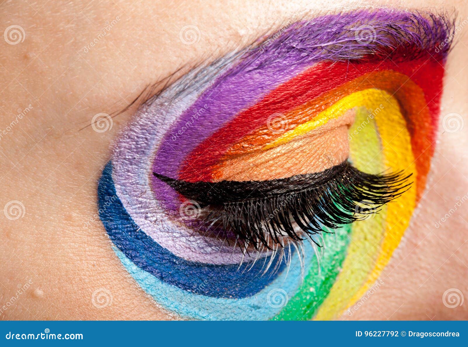 Eye with Spinning Rainbow Colors Stock Photo - Image of long, girl ...
