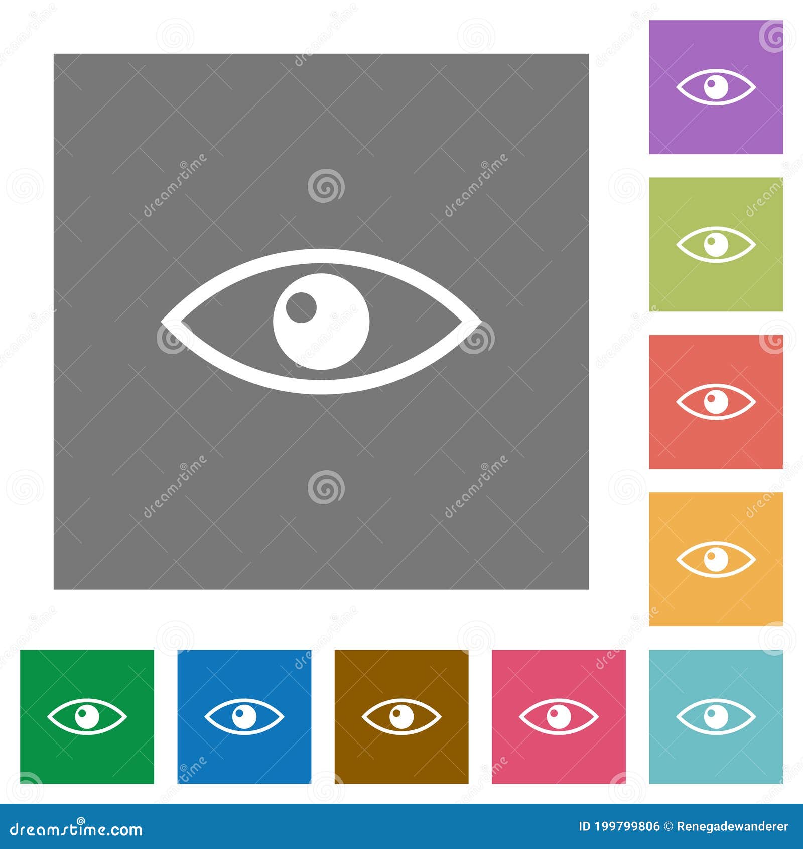 Eye square flat icons stock vector. Illustration of seek - 199799806