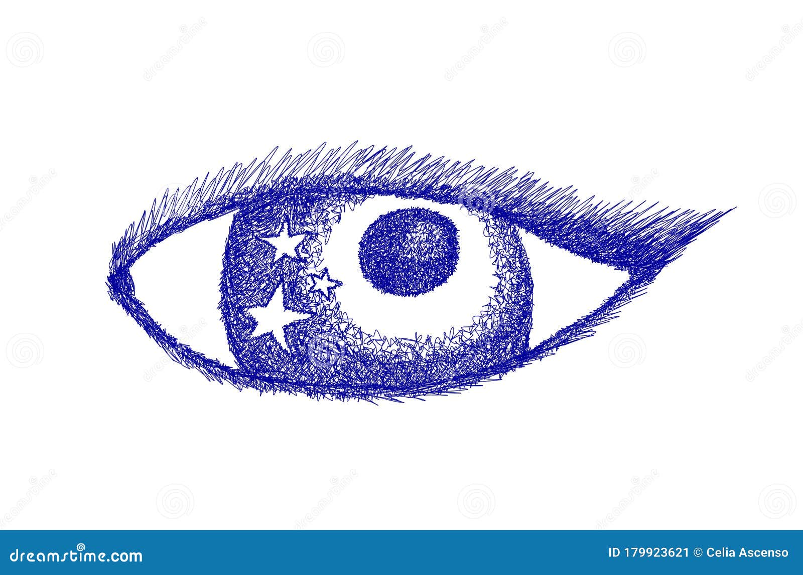 Eye with stars stock illustration. Illustration of night - 179923621