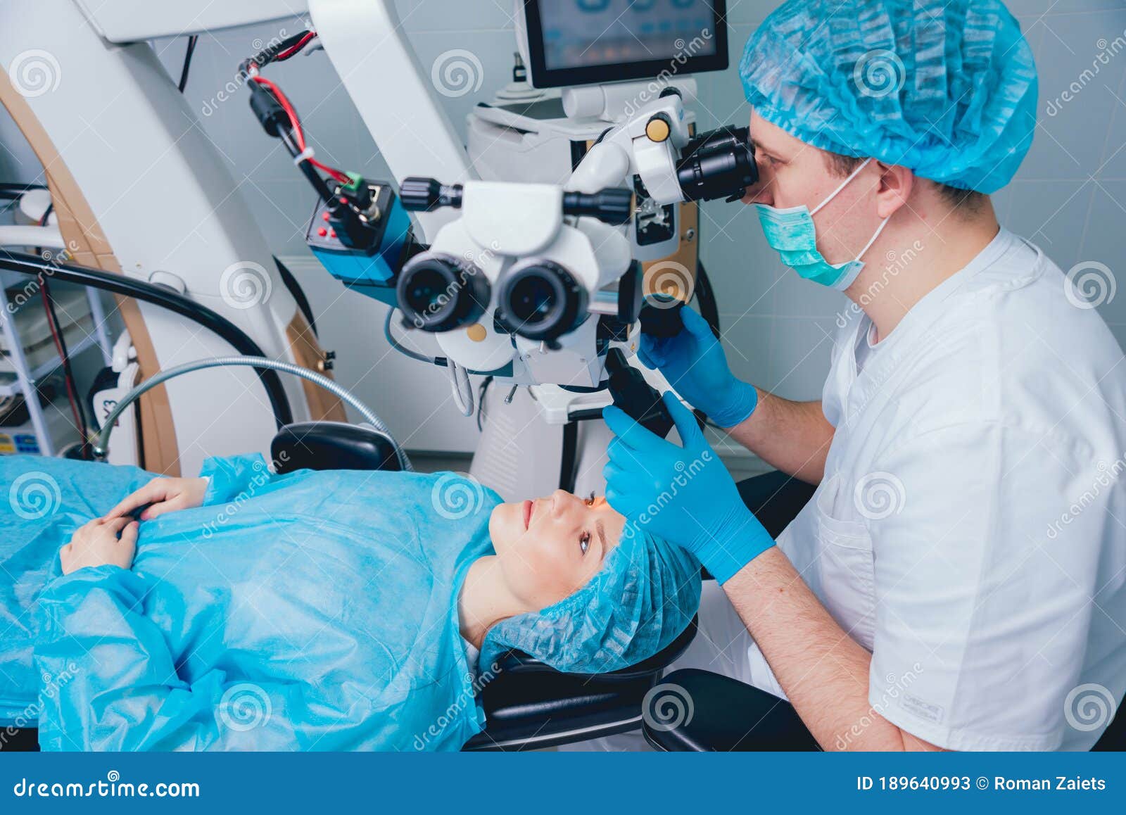 Eye Surgery. a Patient and Surgeon in the Operating Room Stock Image ...