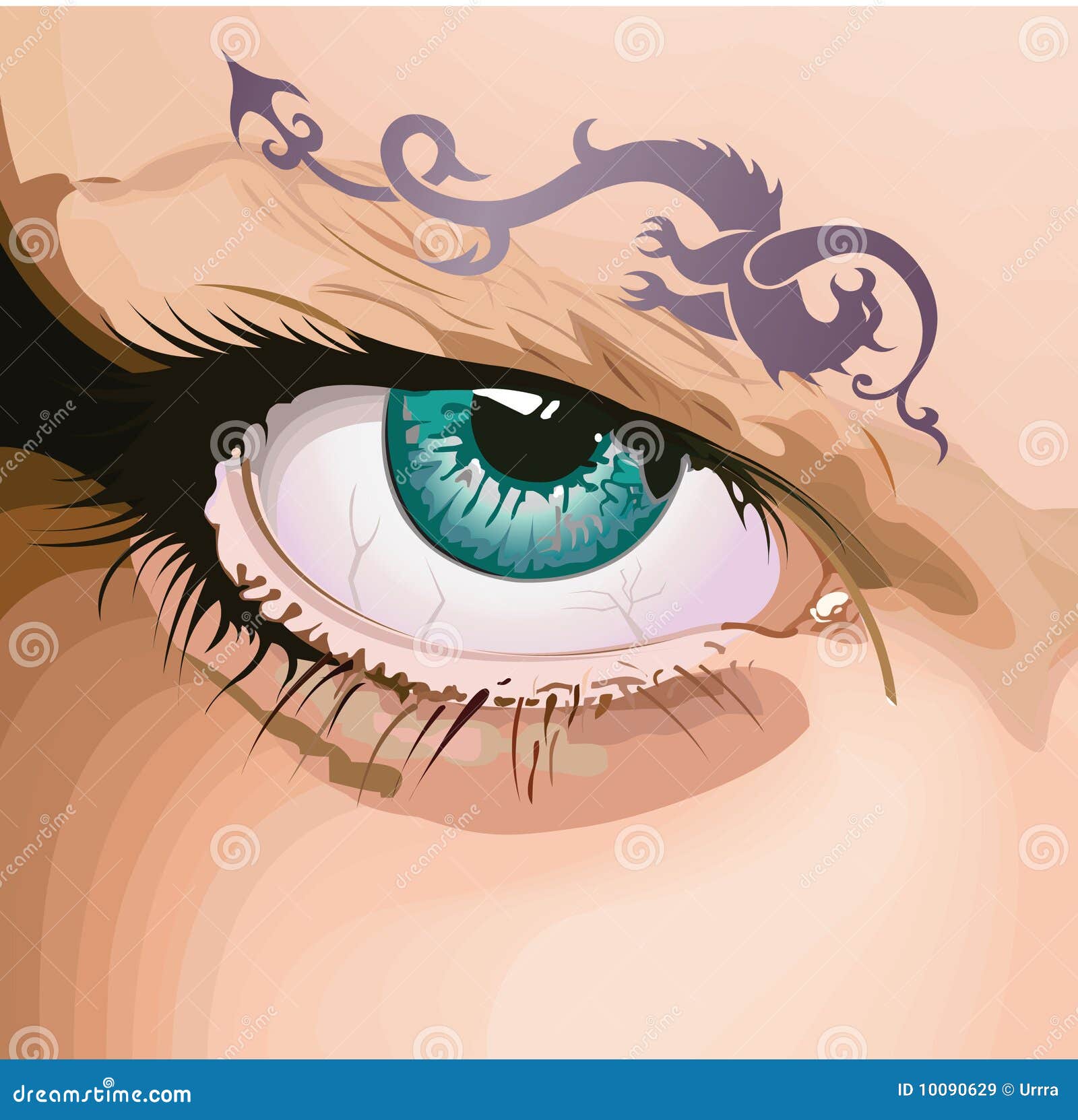 Eye with a tattoo. stock vector. Illustration of color - 10090629