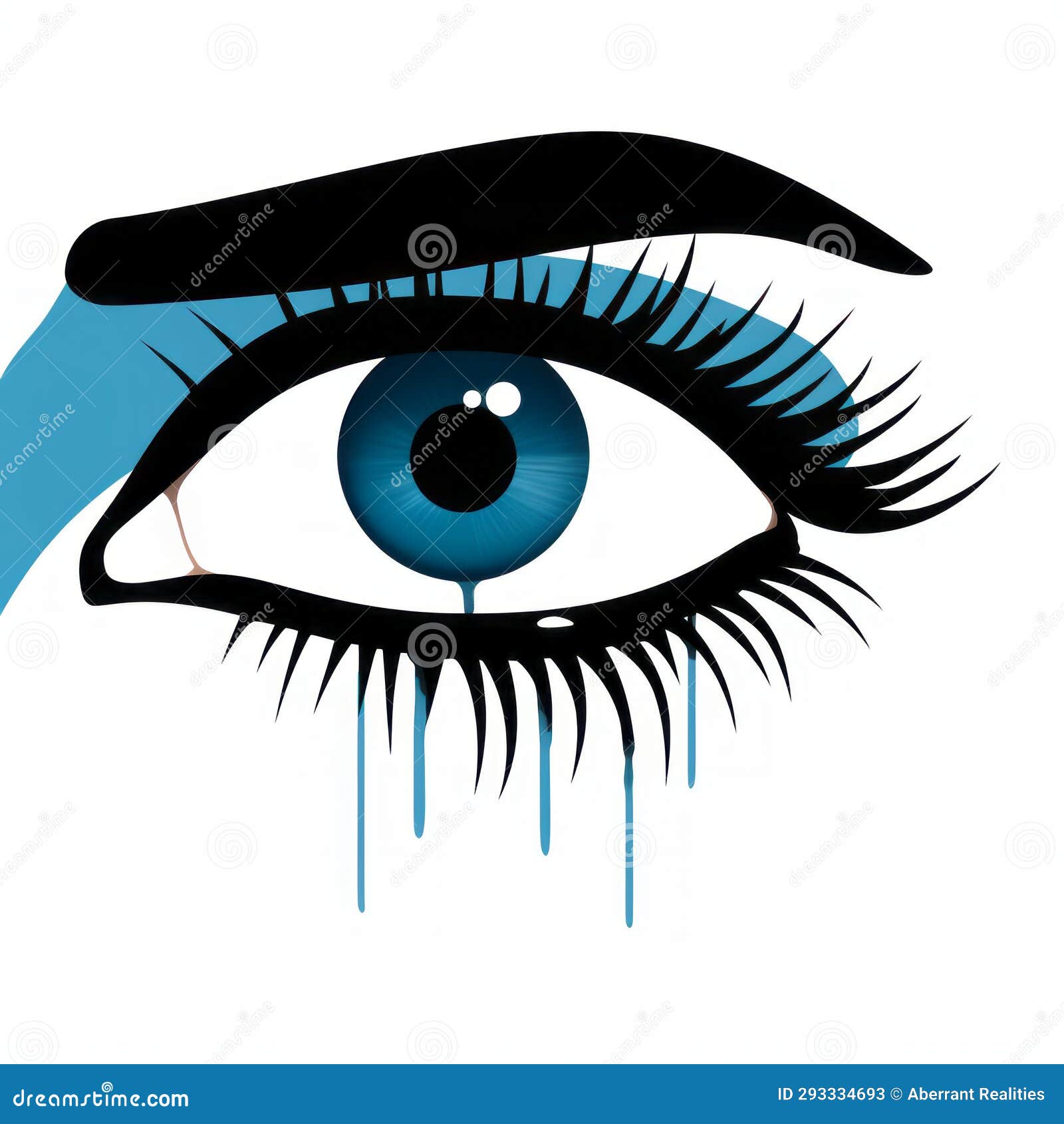 An Eye with Tears Running Down it Stock Illustration - Illustration of ...