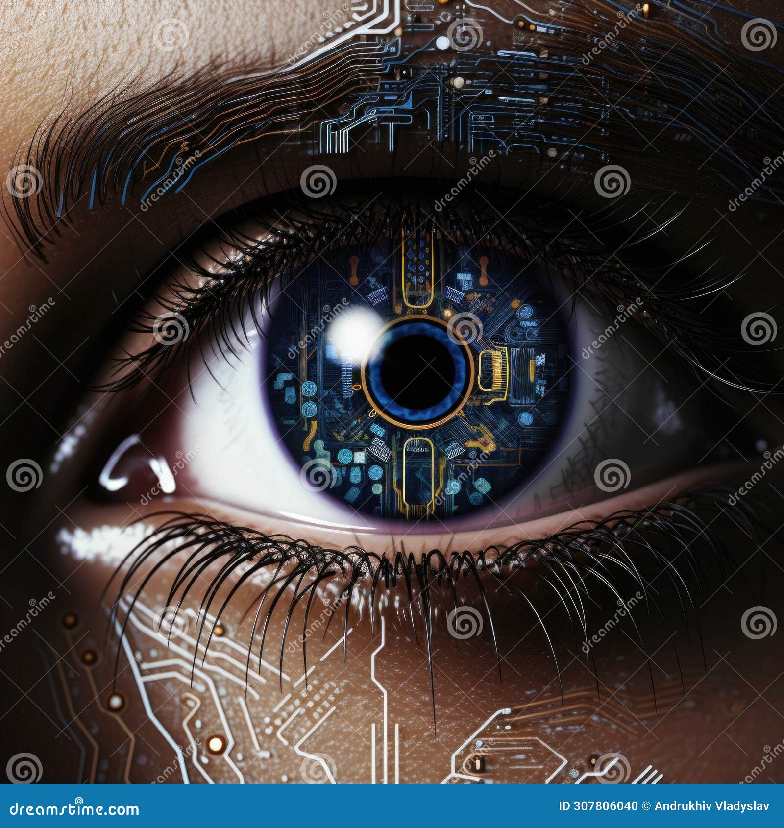 An Eye with a Technological Neural Network Design Stock Illustration ...