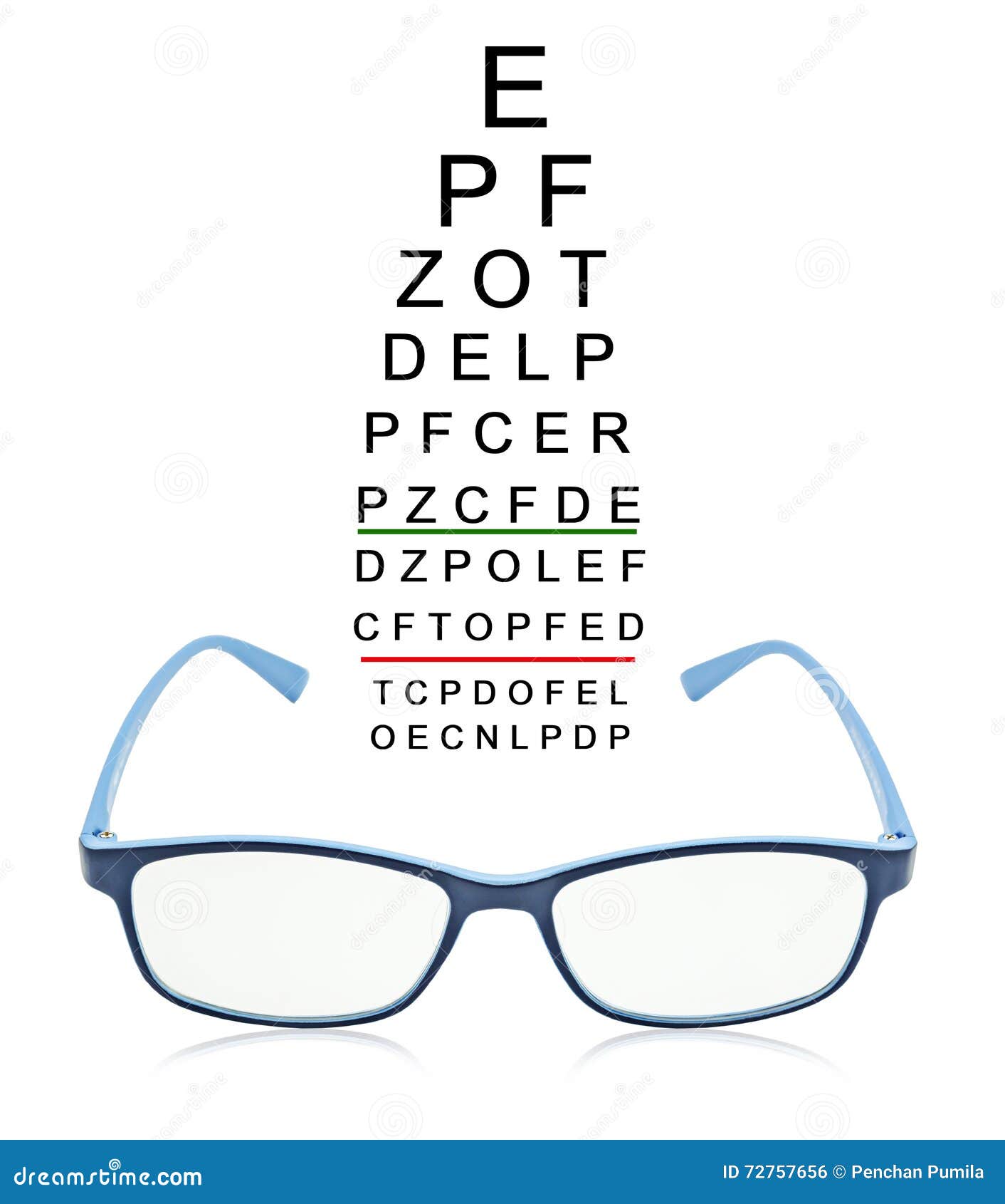 Eye Test Chart with Blue Glass. Stock Photo - Image of medical ...