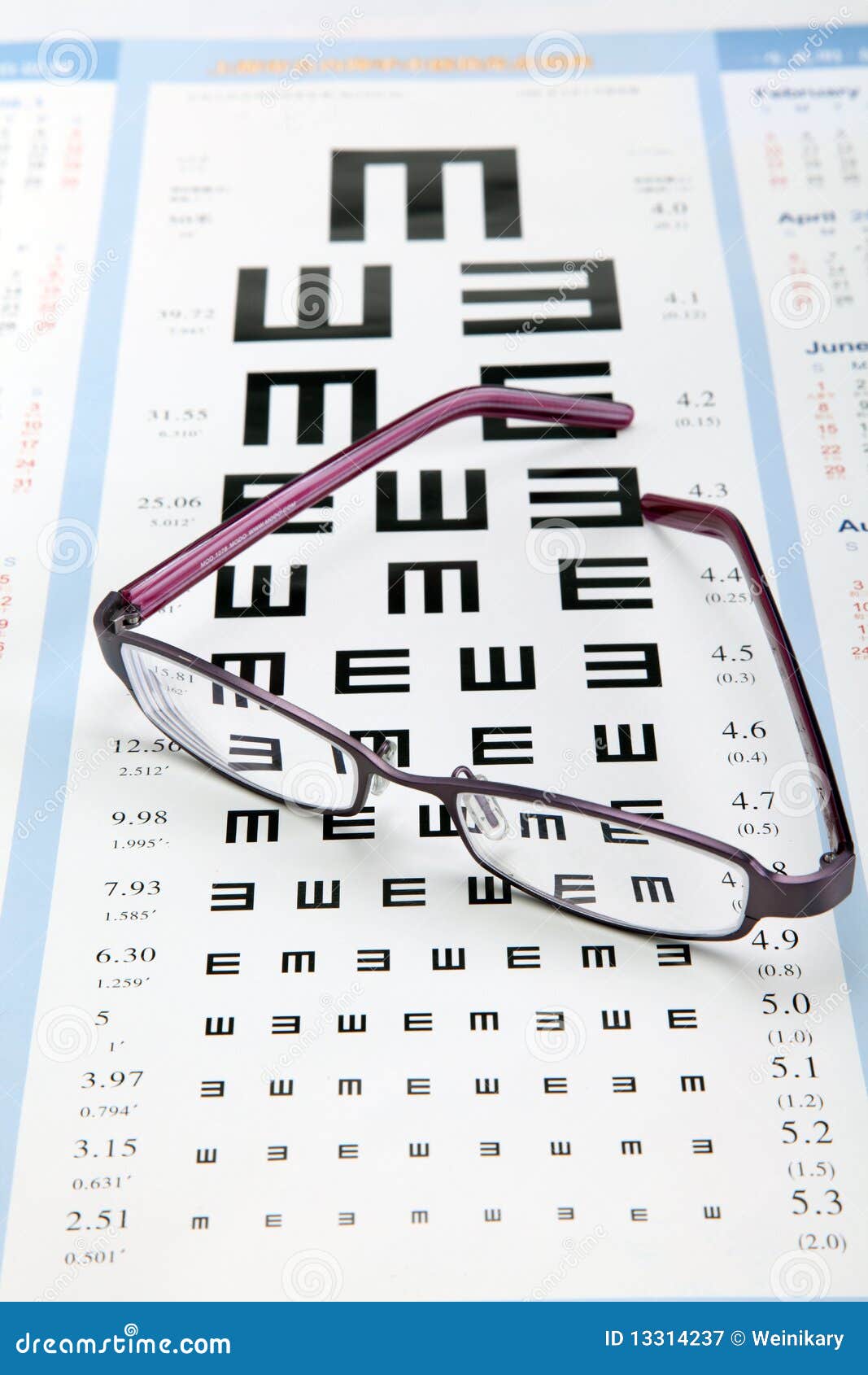 Eye Test Chart with a Metal Eyeglasses Stock Image - Image of glasses ...