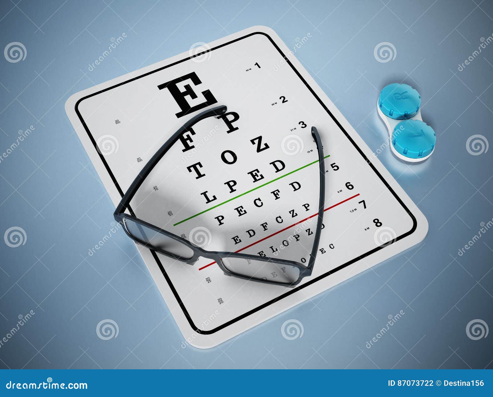 Eye Test Chart on White Background. 3D Illustration Stock Illustration ...