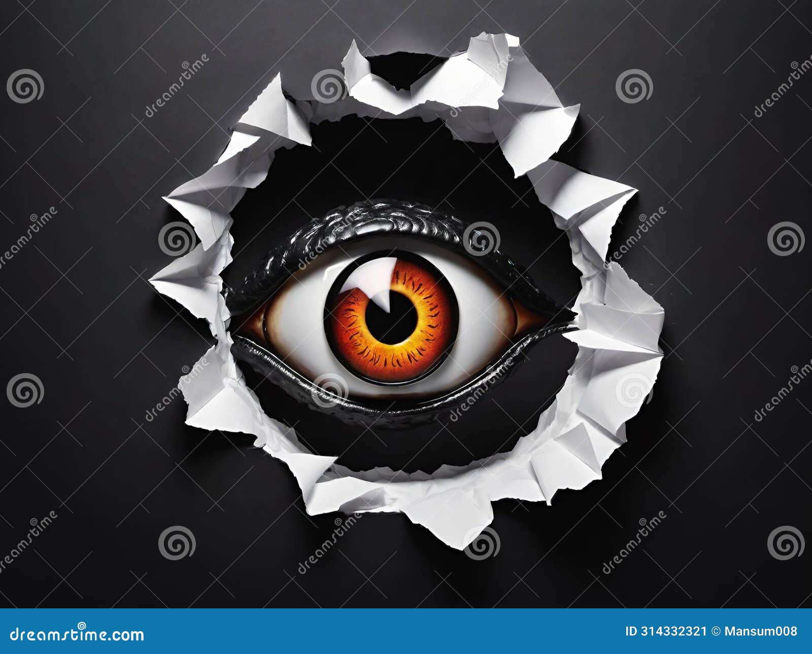 Eye and torn paper stock illustration. Illustration of white - 314332321