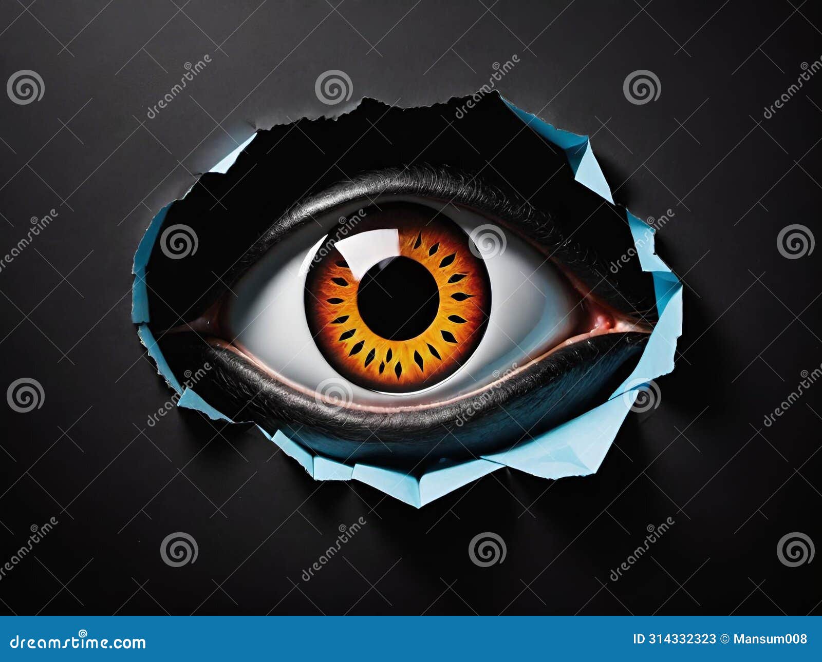 Eye and torn paper stock illustration. Illustration of monster - 314332323