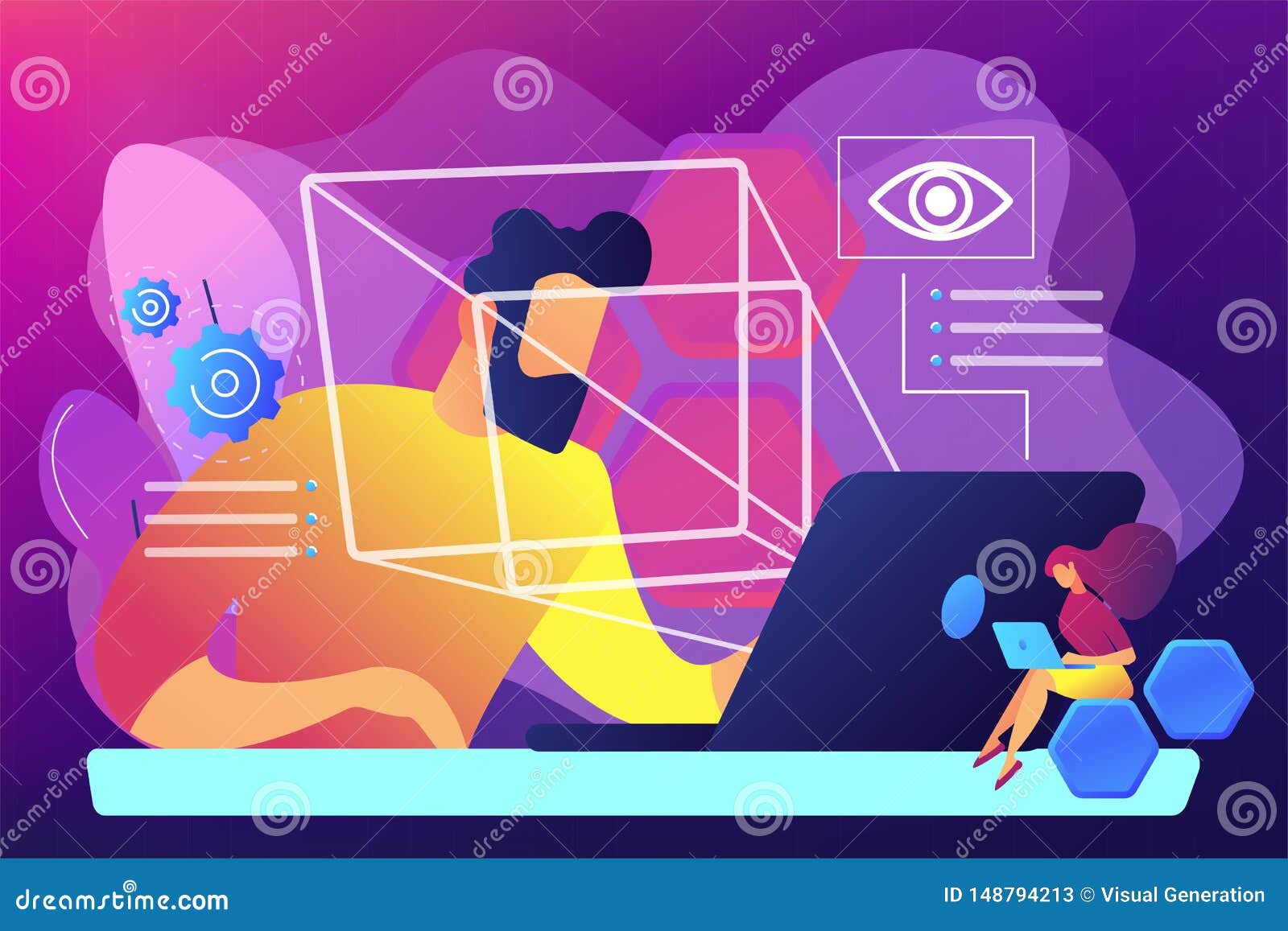 Eye Tracking Technology Concept Vector Illustration. Stock Vector ...