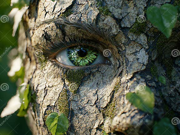 Eye in the tree stock illustration. Illustration of illusion - 330206667