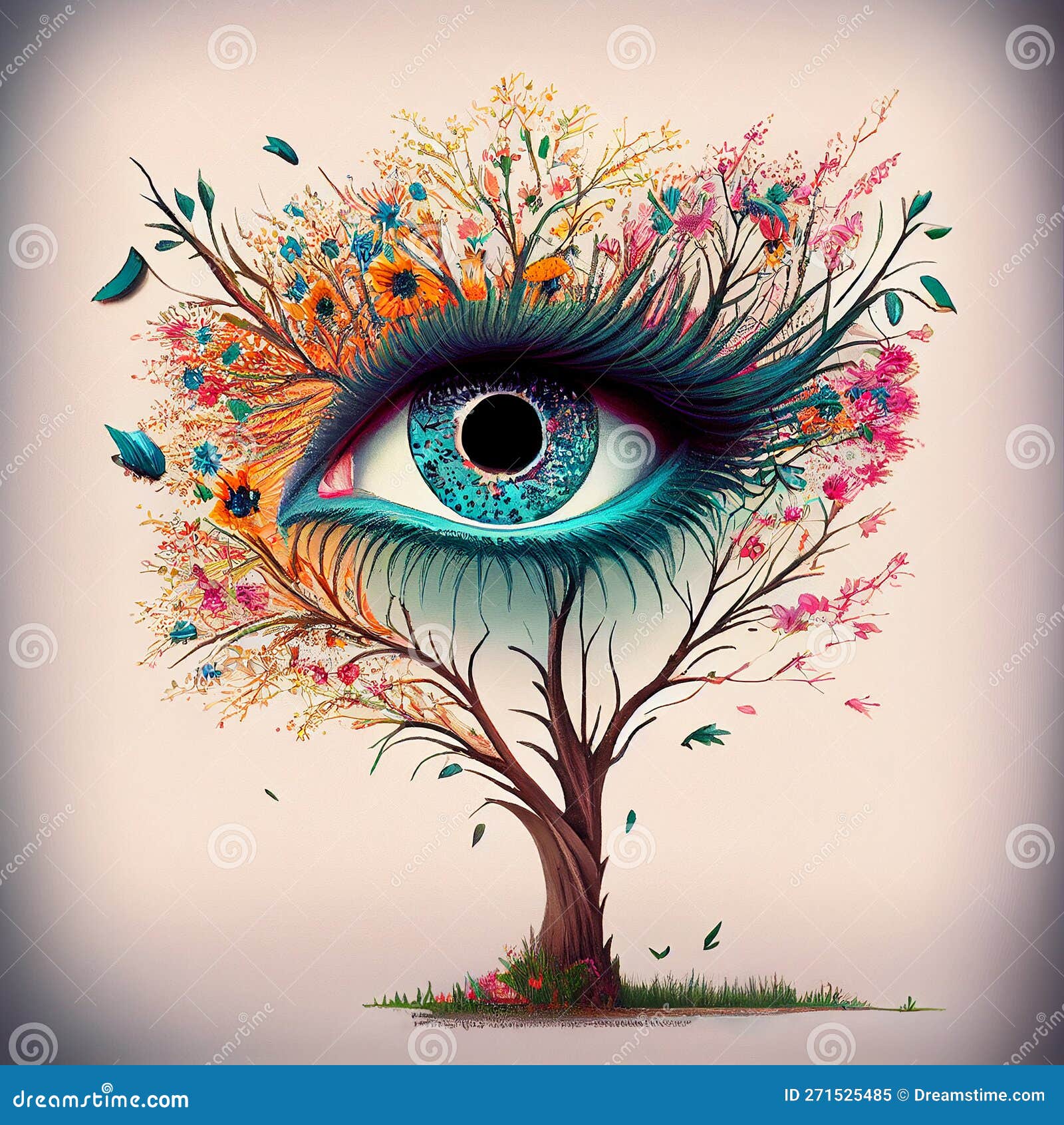 Eye in the Tree with Flowers, Positive Vision and Attitude, Personal ...