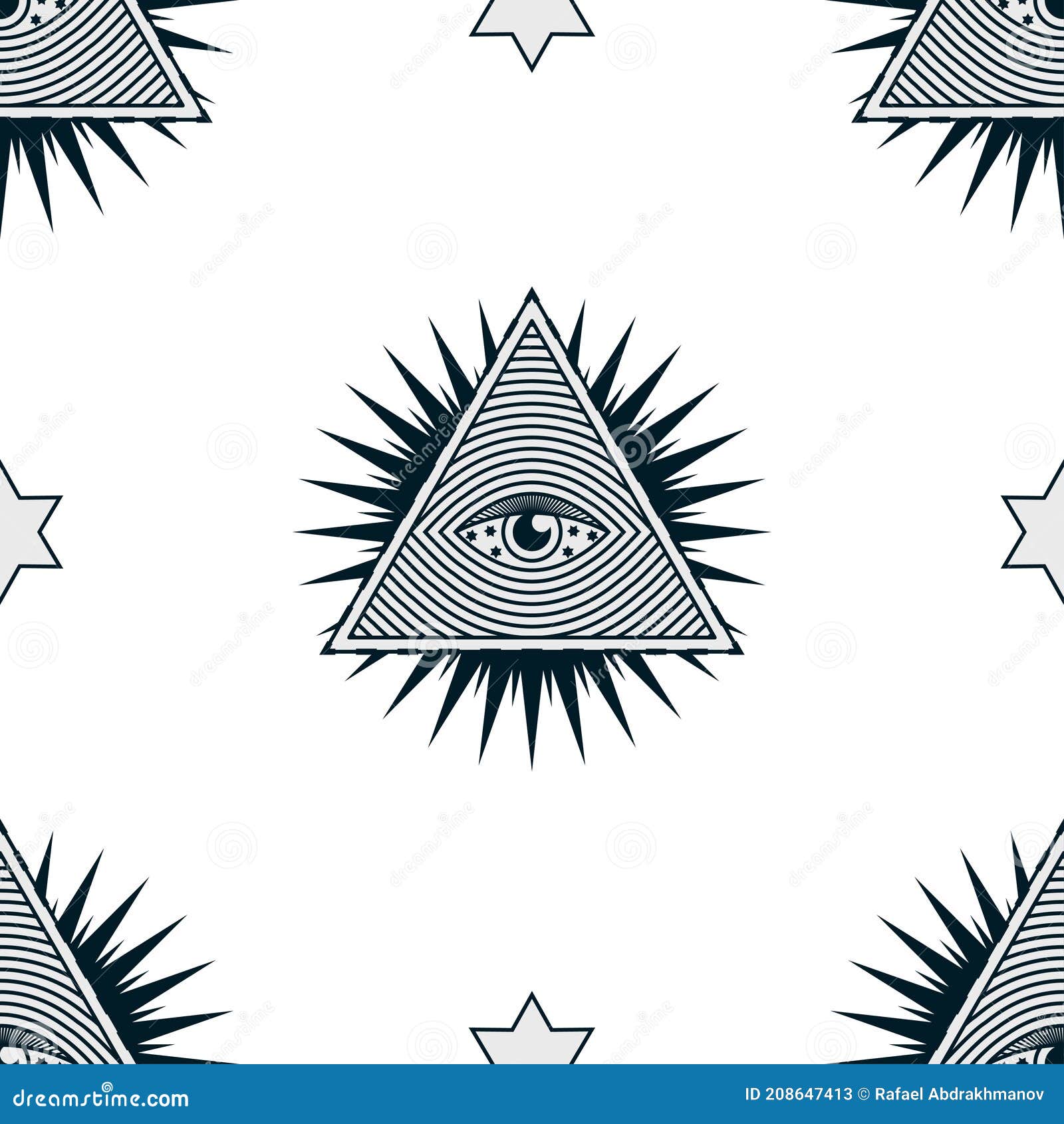 Eye In The Triangle, Pyramid Vector Icon. Seamless Pattern. The Sign Of ...