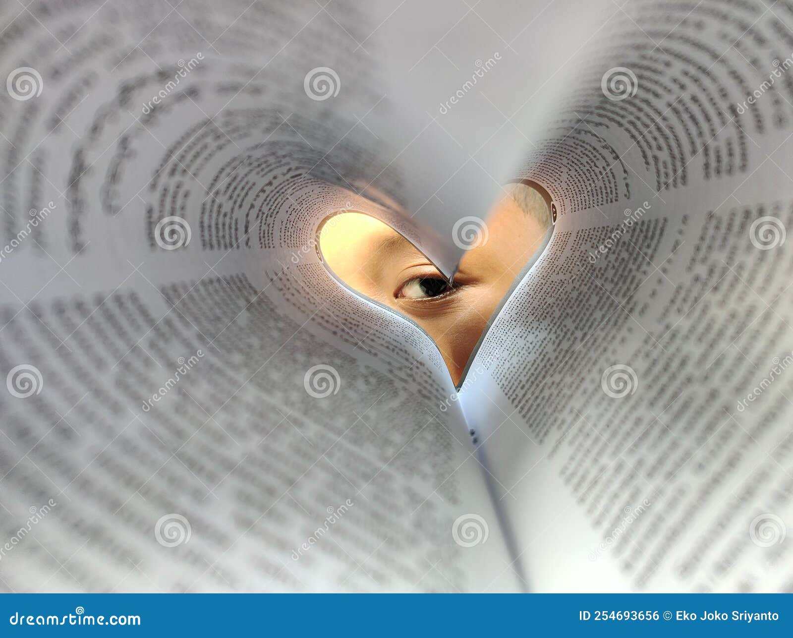An Eye View through a Rolled Paper Stock Photo - Image of drawing, head ...