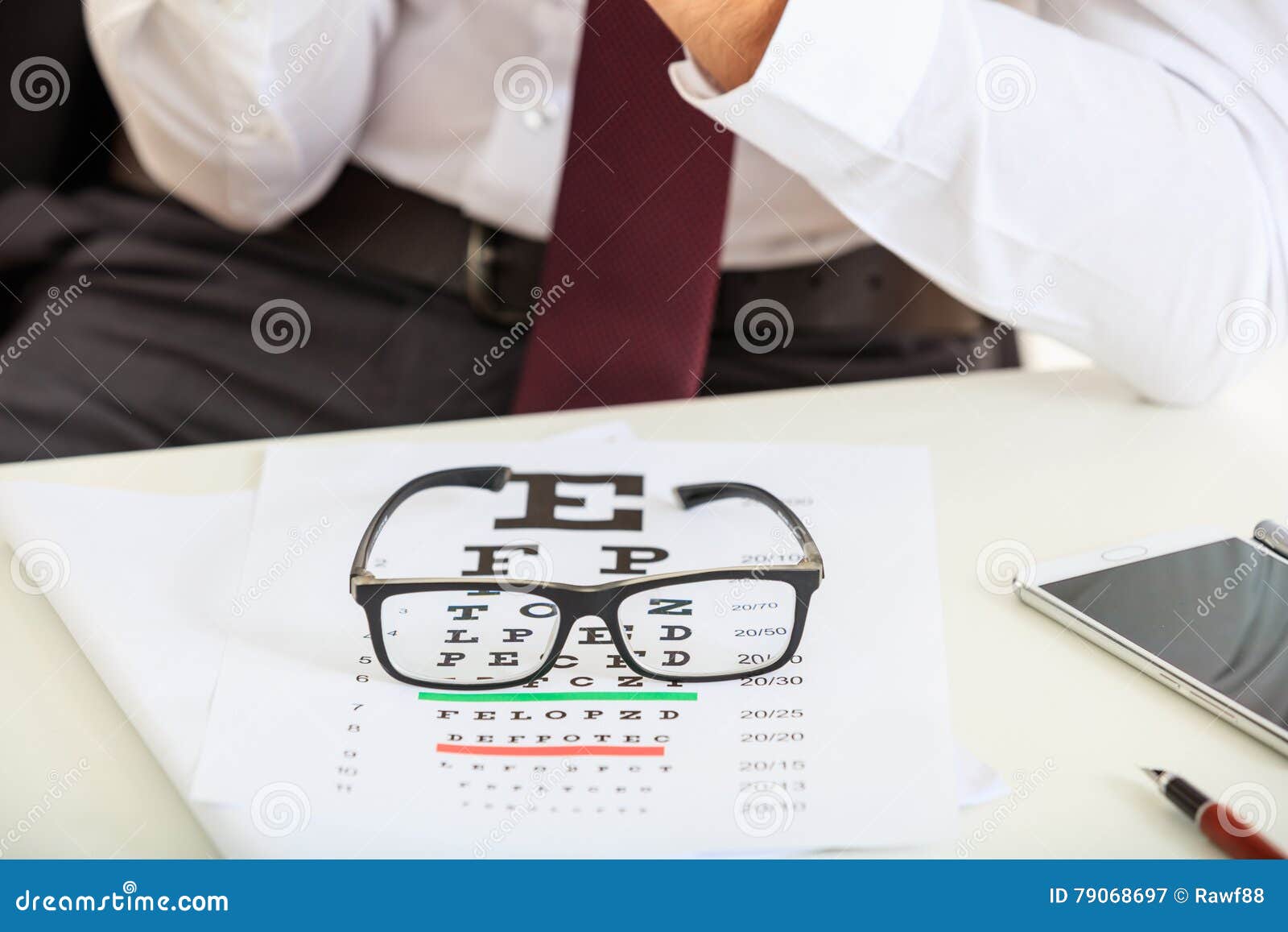 Eye Vision Test and a Pair of Glasses Stock Image - Image of document ...