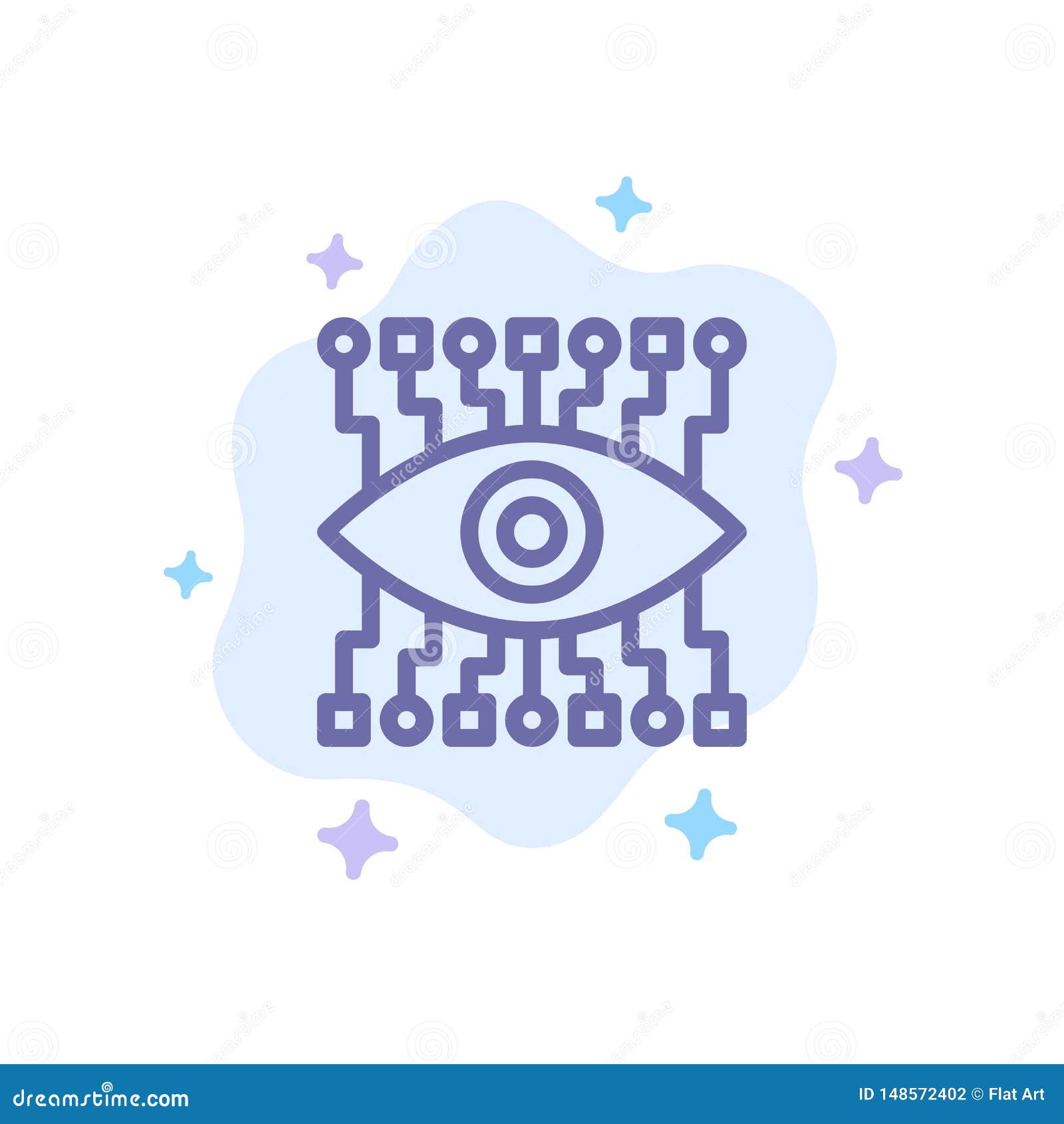 Eye, Watch, Construction Blue Icon on Abstract Cloud Background Stock ...