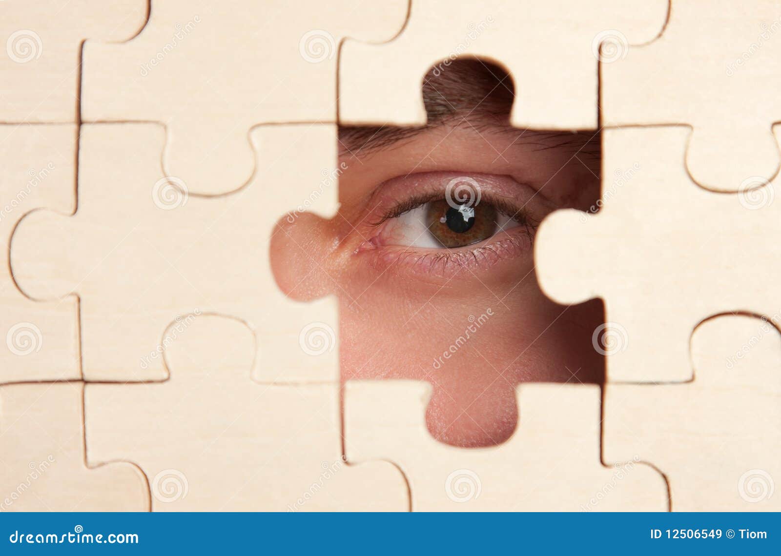 Eye Watching through Puzzles Stock Image - Image of person, pattern ...